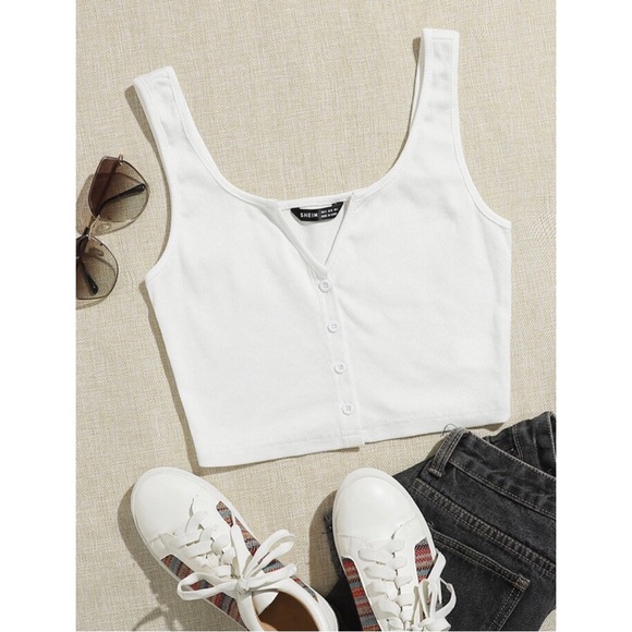 SHEIN | Tops | Button Front Crop Tank Top | Poshmark